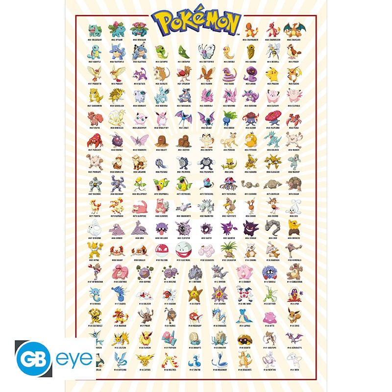 POKEMON - Poster Maxi 91.5x61 FSC MIX - Kanto 151 English - Abysse Corp