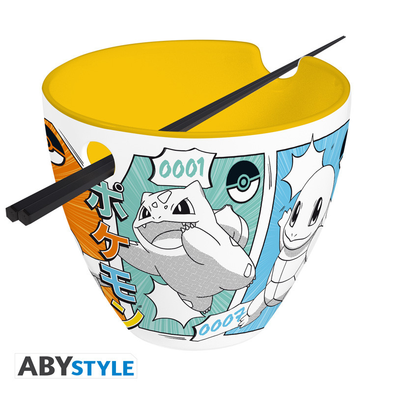 POKEMON - Ramen Bowl with chopsticks - "Starters Manga" x2 - Abysse Corp